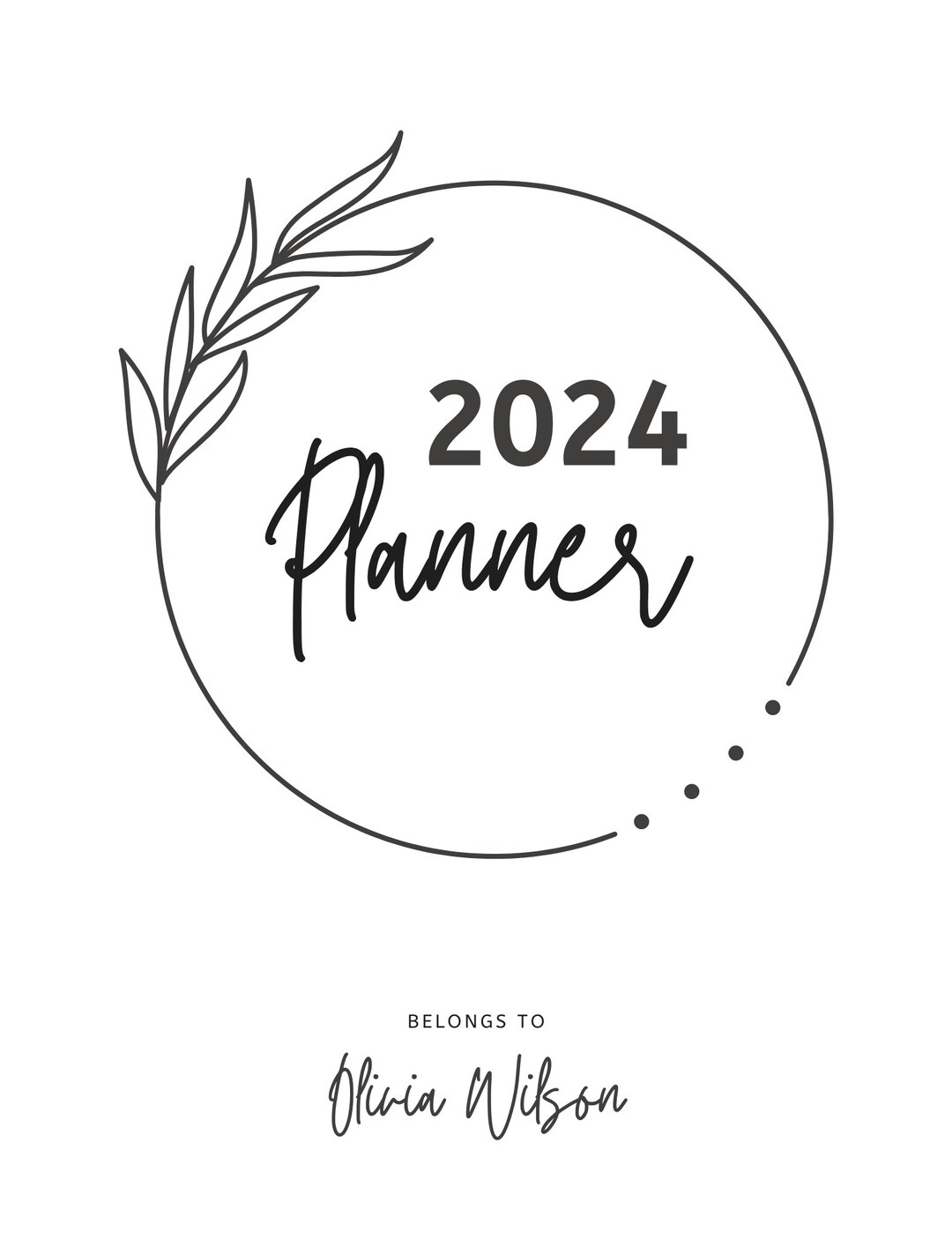 Custom Black & White 2024 Year Calendar Planner - Simple Personalized ...