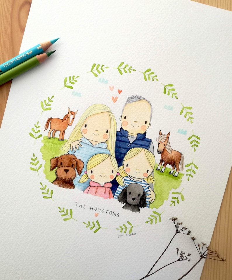 Family Portrait, Custom Family Illustration - Etsy