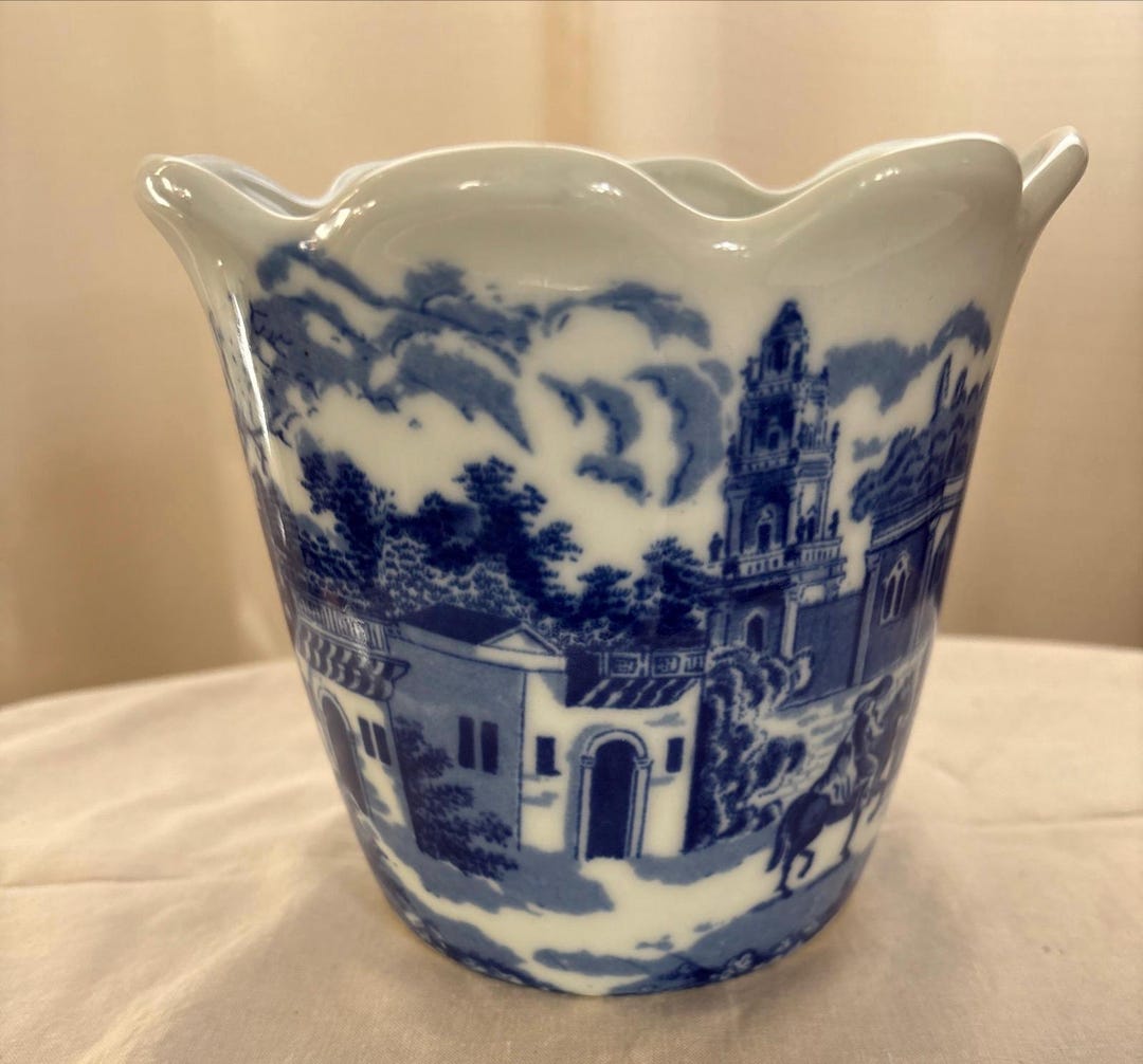 Victoria Ware Flow Blue Ironstone Planter / Pot. Beautiful! Great ...