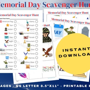Memorial Day Scavenger Hunt, Printable, Instant Download, Outdoor ...
