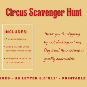Circus Scavenger Hunt, Printable, Instant Download, Outdoor & Indoor ...