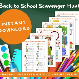 Back to School Scavenger Hunt, Printable, Instant Download, Outdoor ...