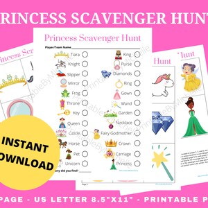 Princess Scavenger Hunt, Printable, Instant Download, Outdoor & Indoor ...