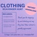 Clothing Scavenger Hunt, Printable, Instant Download, Outdoor & Indoor ...
