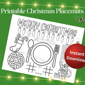 Festive Christmas Coloring Placemats - Set of 2 Printable Pdfs (8.5" X ...