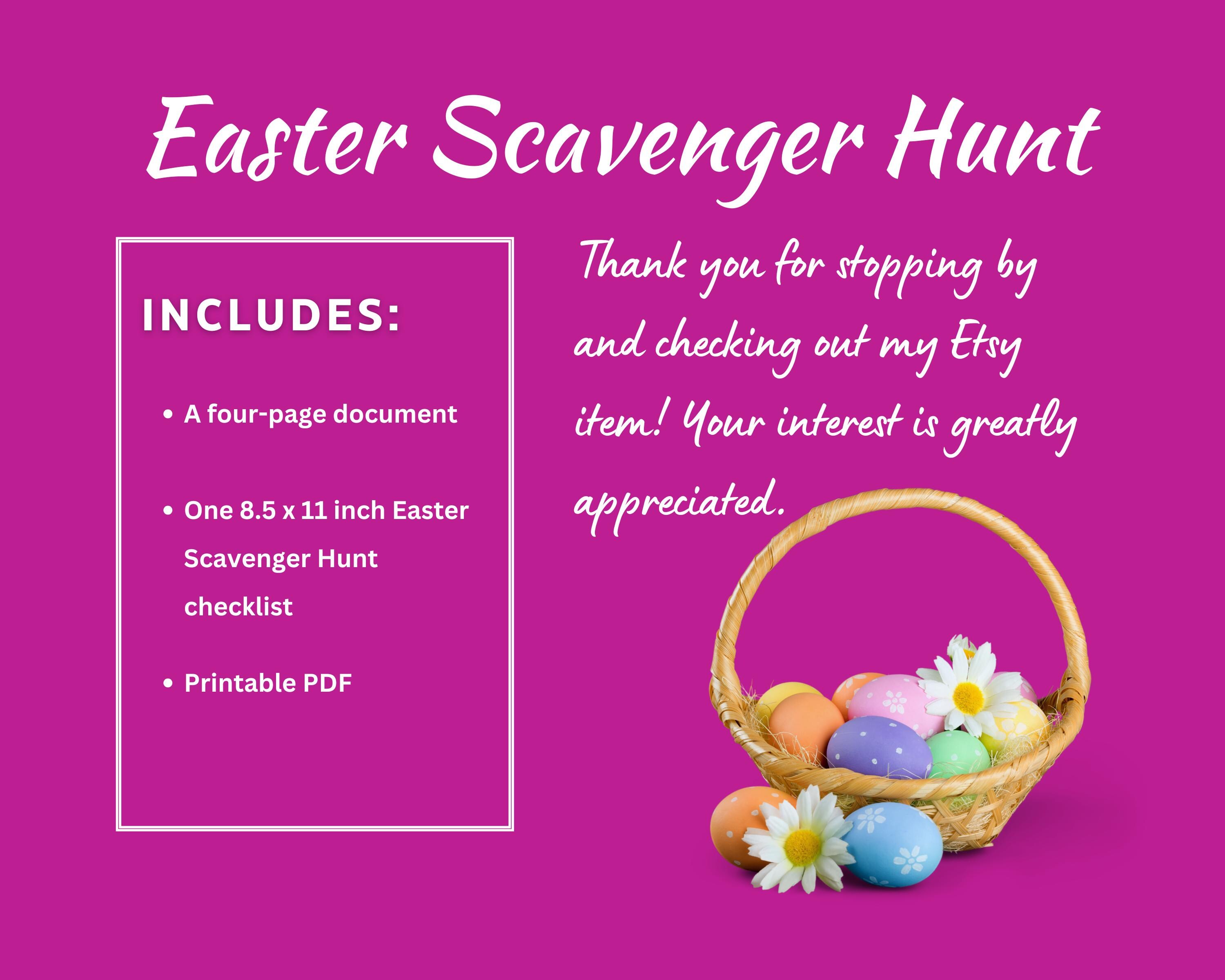 Easter Scavenger Hunt, Printable, Instant Download, Outdoor & Indoor ...