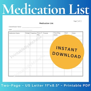 Printable Medication List/chart - Make Every Doctor Visit a Breeze! - Etsy
