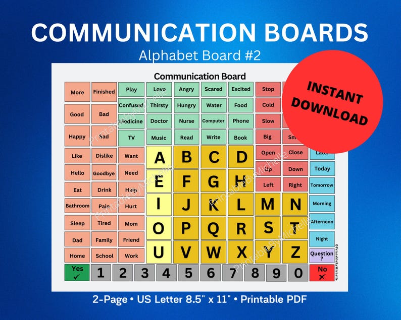 Printable Communication & Alphabet Boards - Instant Download for Basic ...