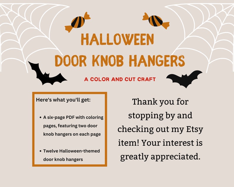 Printable Halloween Door Hanger Coloring Craft: Kid's DIY Activity ...