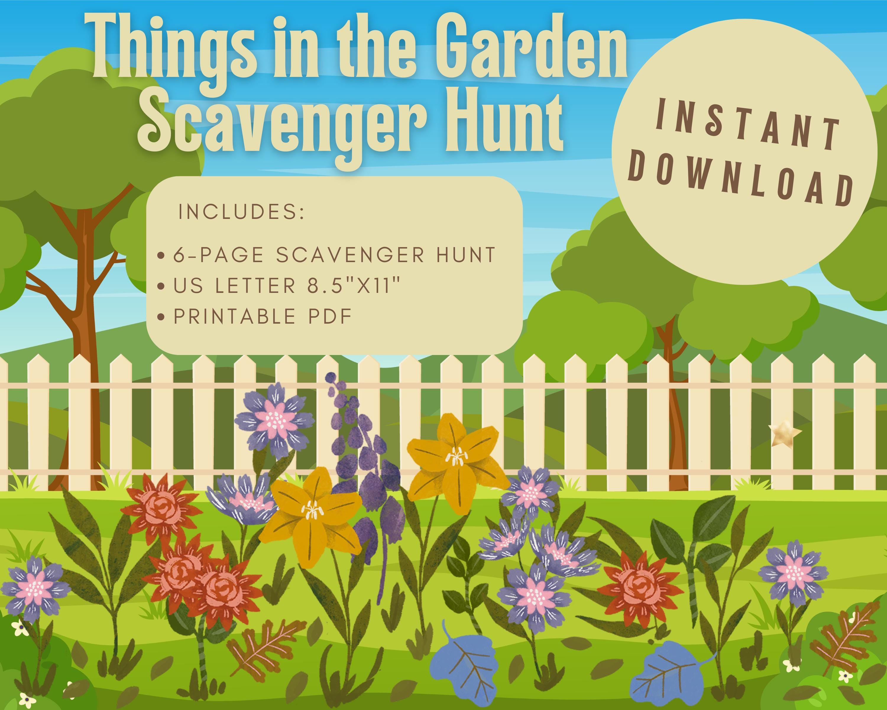 Things in the Garden Scavenger Hunt, Printable, Instant Download ...