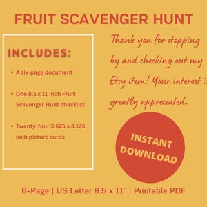 Fruit Scavenger Hunt Game - Printable Family Activity - Instant ...