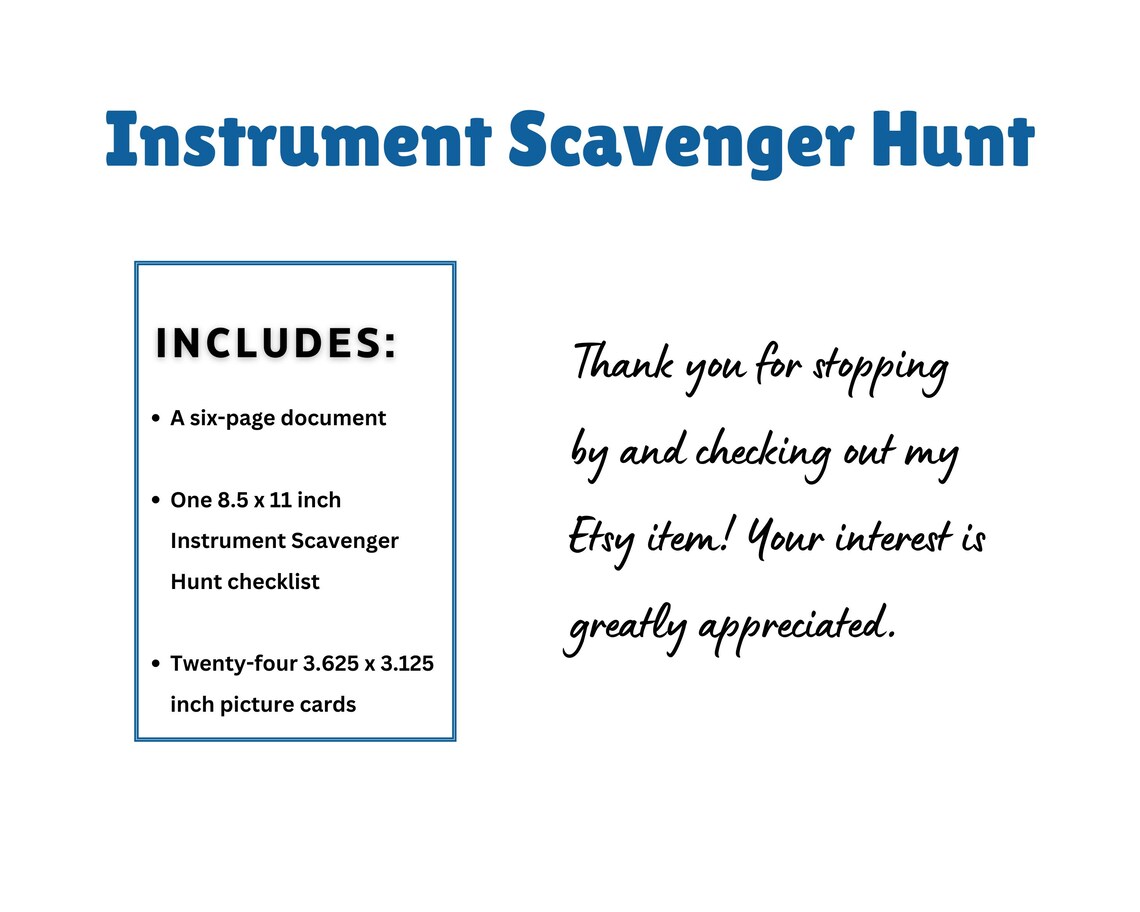 Instrument Scavenger Hunt, Printable, Instant Download, Outdoor ...