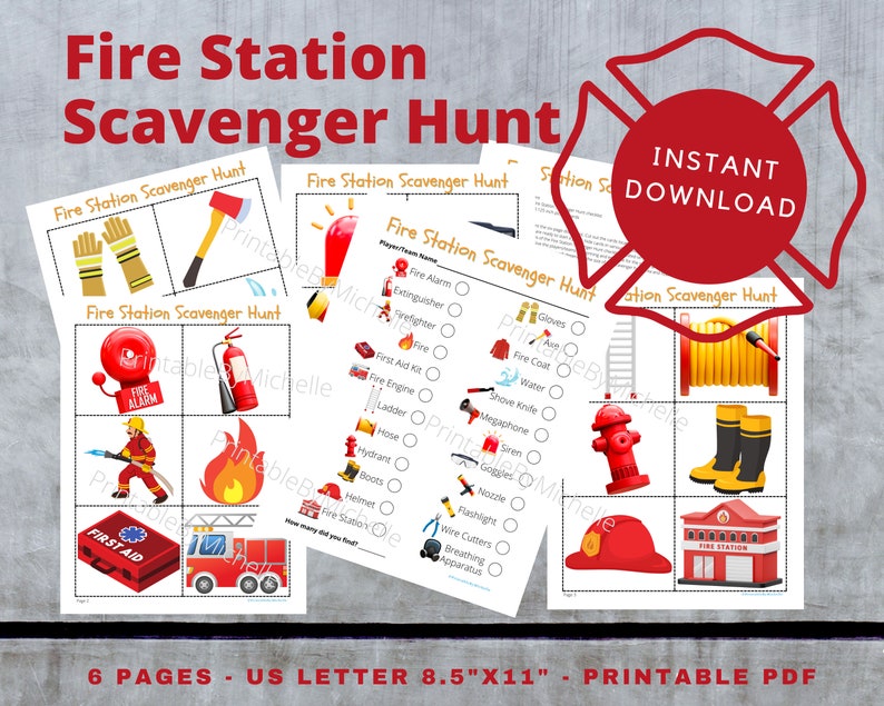 Fire Station Scavenger Hunt: Family Activity Game (digital Download) - Etsy