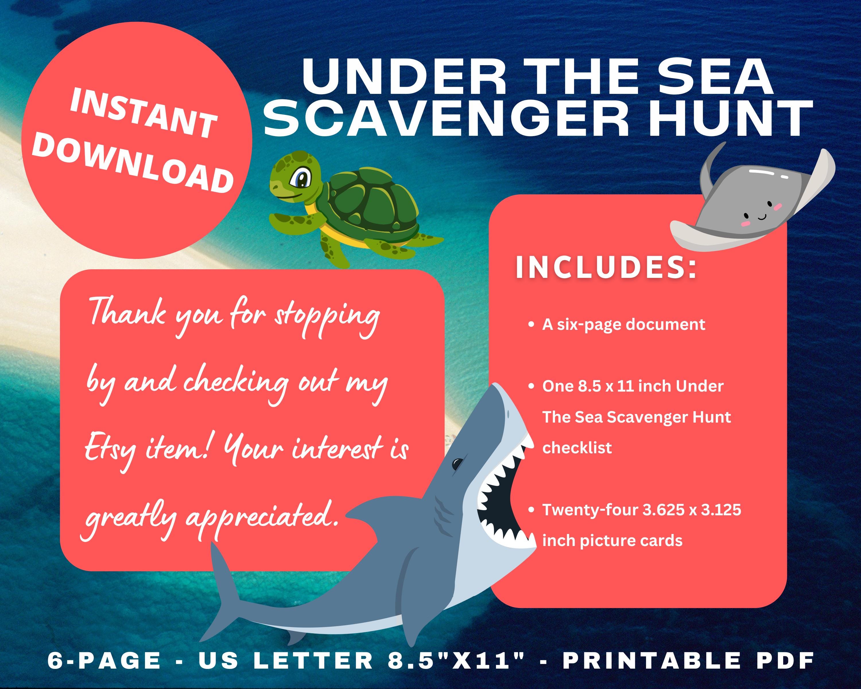 Under the Sea Scavenger Hunt, Printable, Instant Download, Outdoor ...