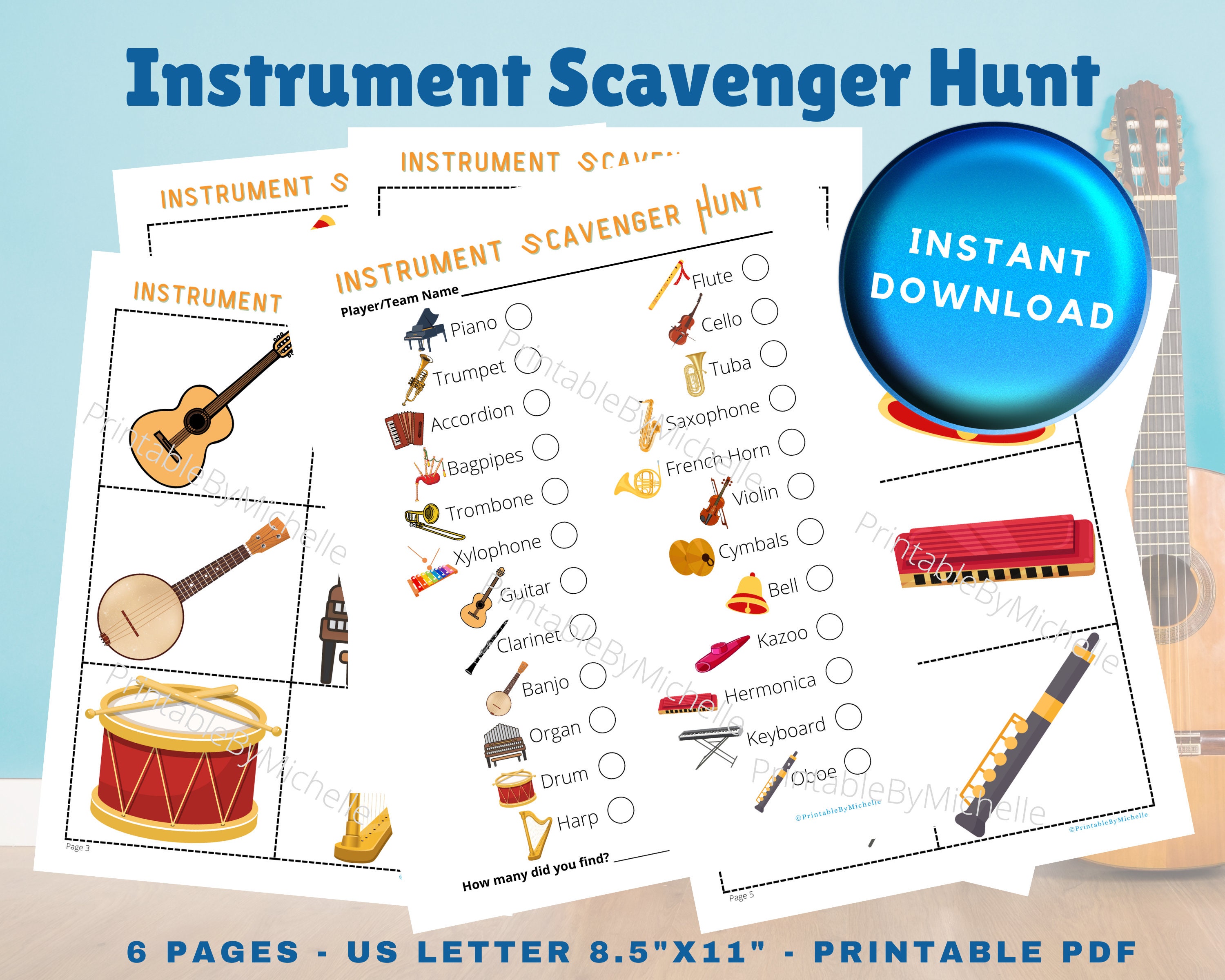 Instrument Scavenger Hunt, Printable, Instant Download, Outdoor ...