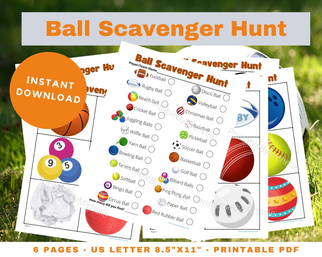 Ball Scavenger Hunt Printable Game (instant Download) - Etsy