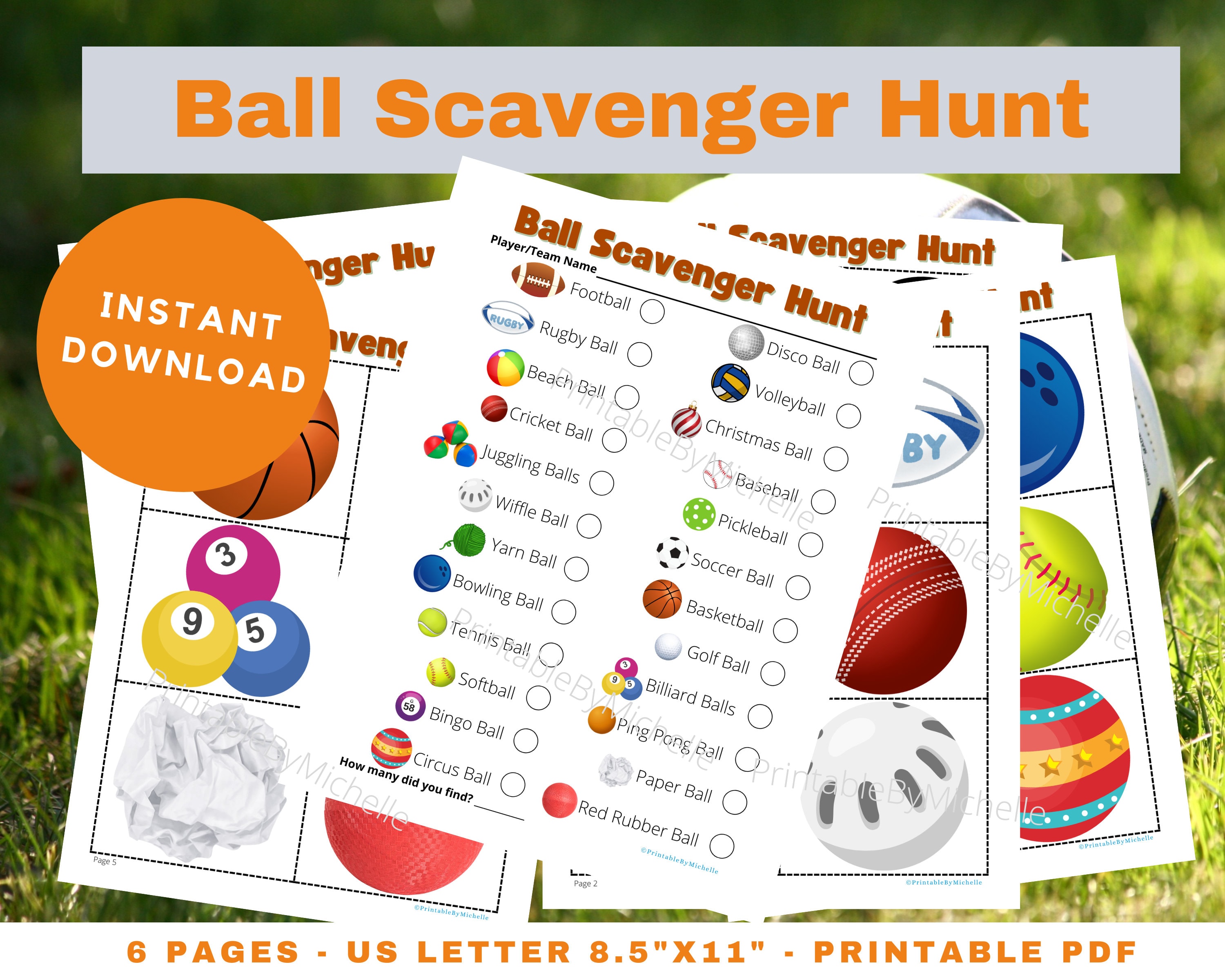Ball Scavenger Hunt Printable Game (instant Download) - Etsy