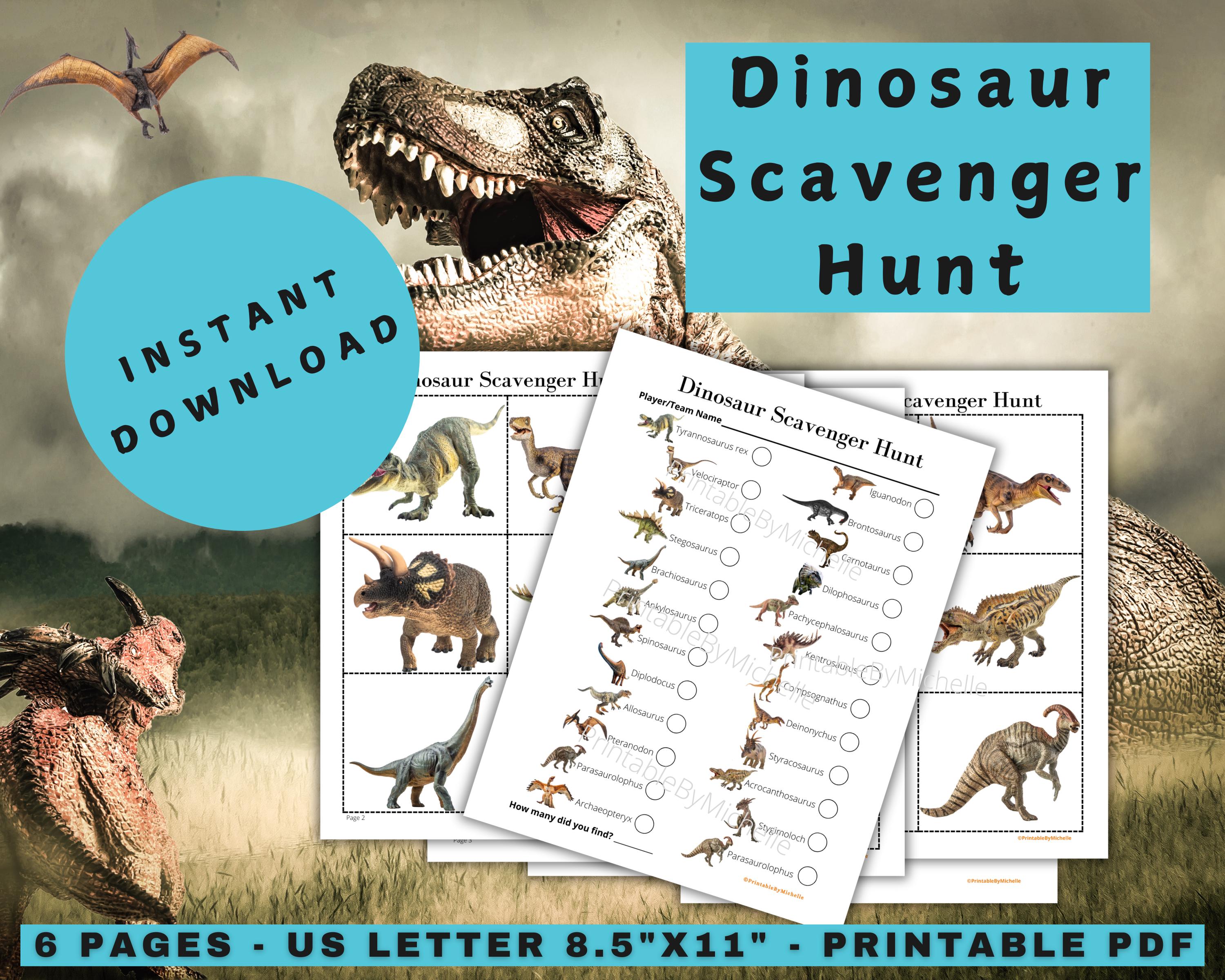 Dinosaur Scavenger Hunt Printable - Instant Download Game for Kids ...