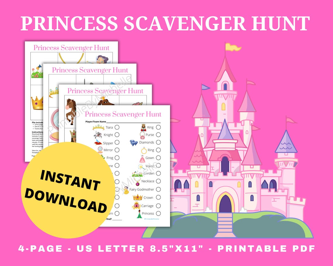 Princess Scavenger Hunt, Printable, Instant Download, Outdoor & Indoor ...