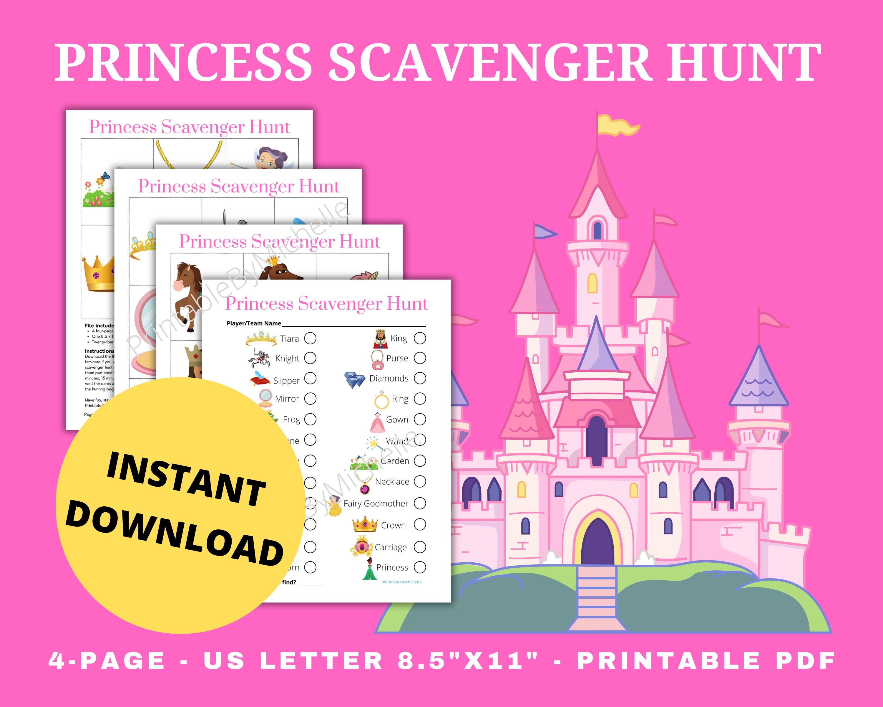 Princess Scavenger Hunt, Printable, Instant Download, Outdoor & Indoor ...