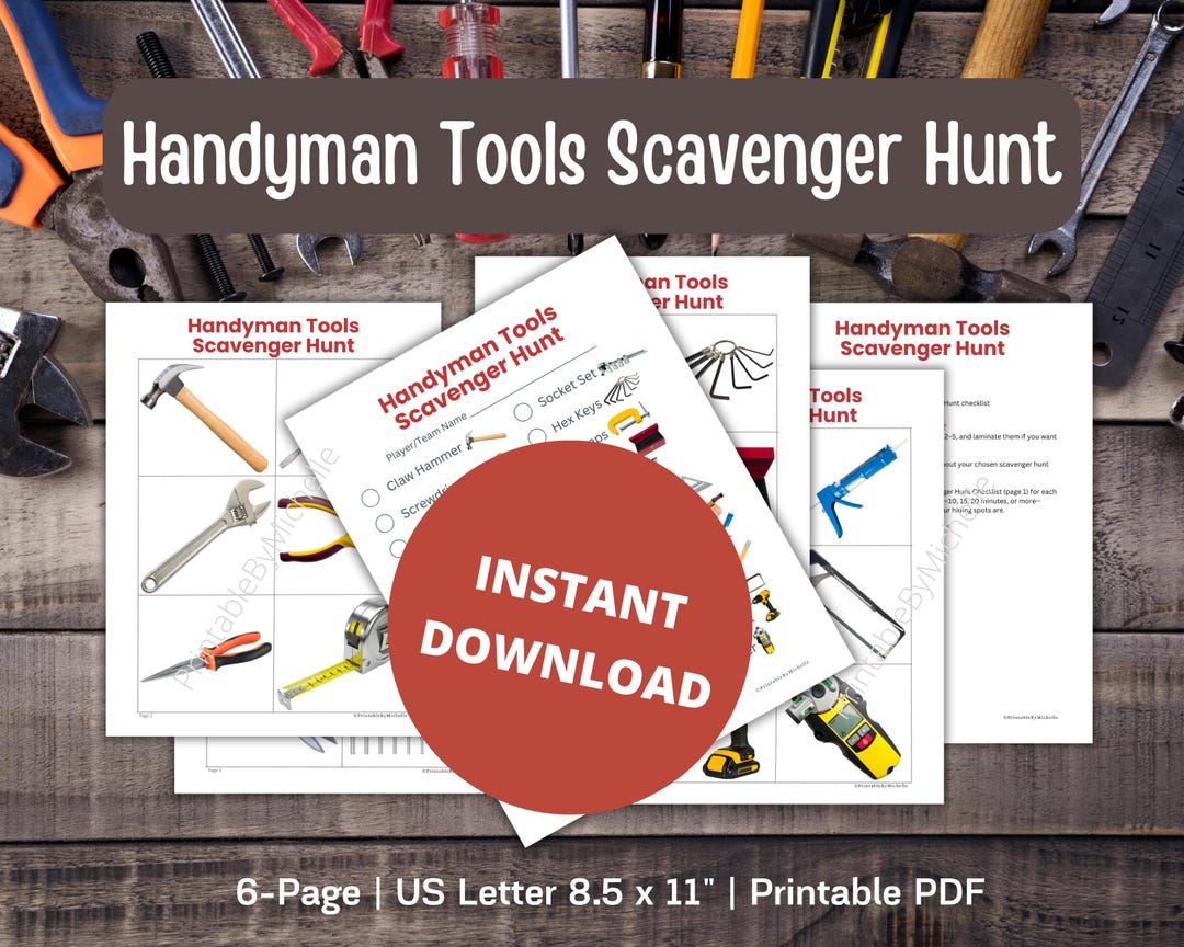 Handyman Tools Scavenger Hunt – Printable Game for Kids & Families - Etsy