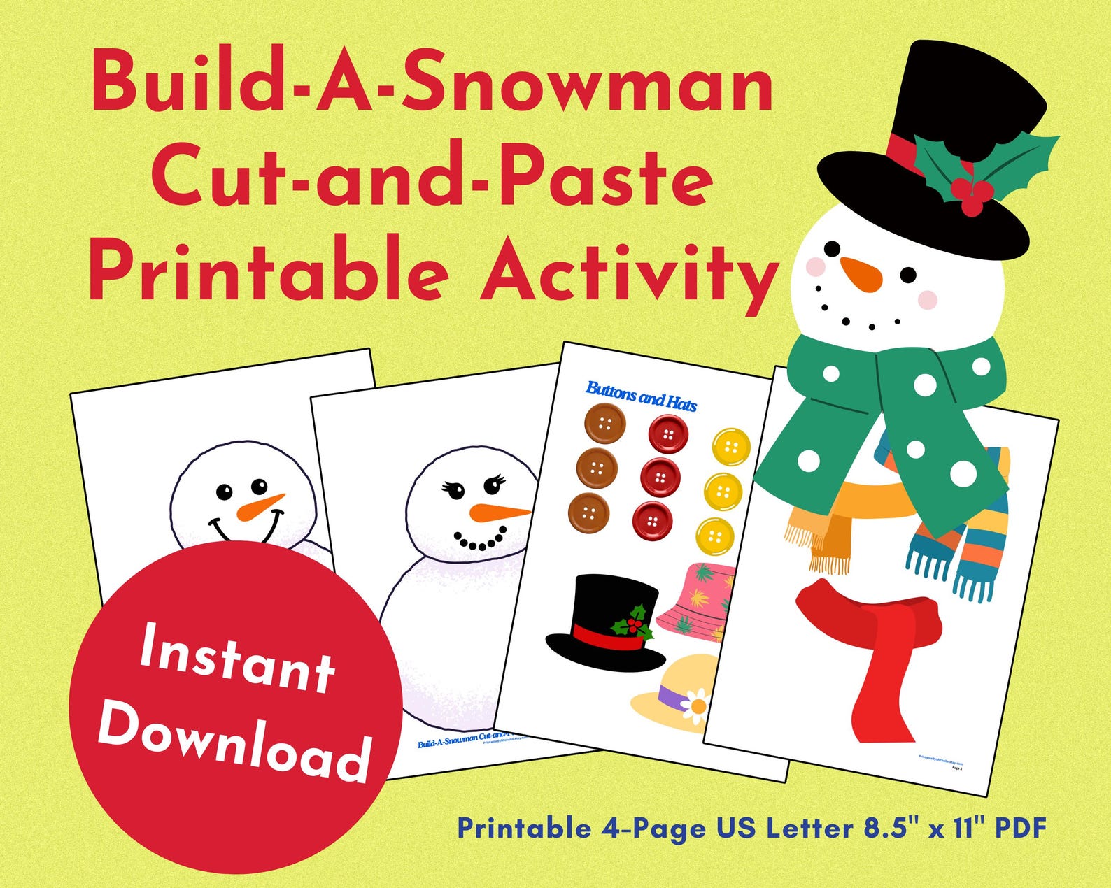 Build-a-snowman Cut-and-paste Printable Activity for Kids - Fun Winter ...