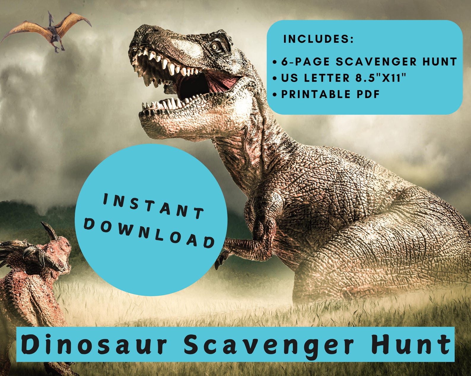 Dinosaur Scavenger Hunt Printable - Instant Download Game for Kids ...