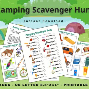 Camping Scavenger Hunt, Printable, Instant Download, Outdoor & Indoor ...