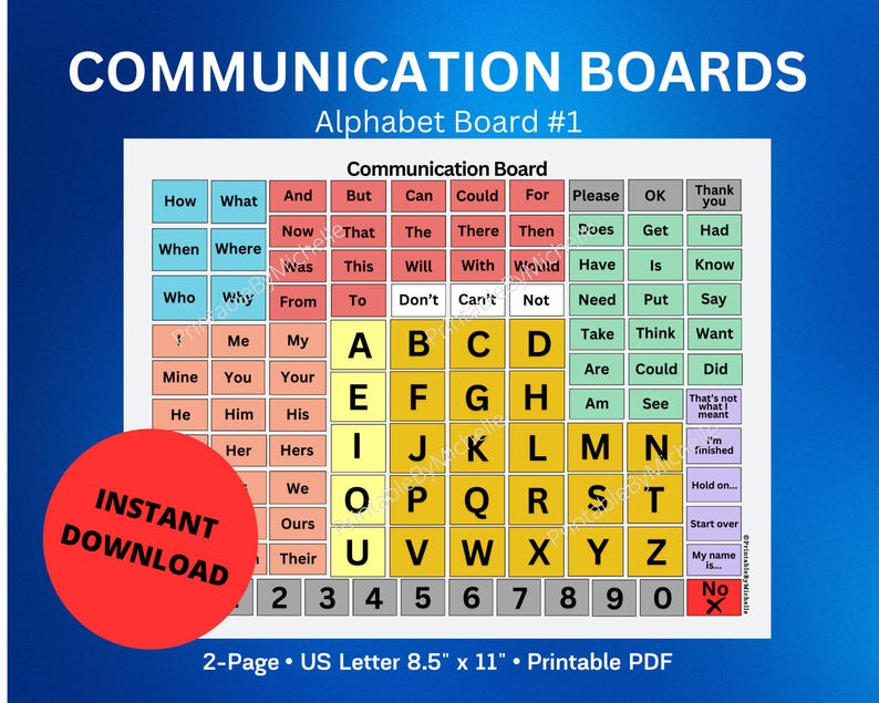 Printable Communication & Alphabet Boards - Instant Download for Basic ...