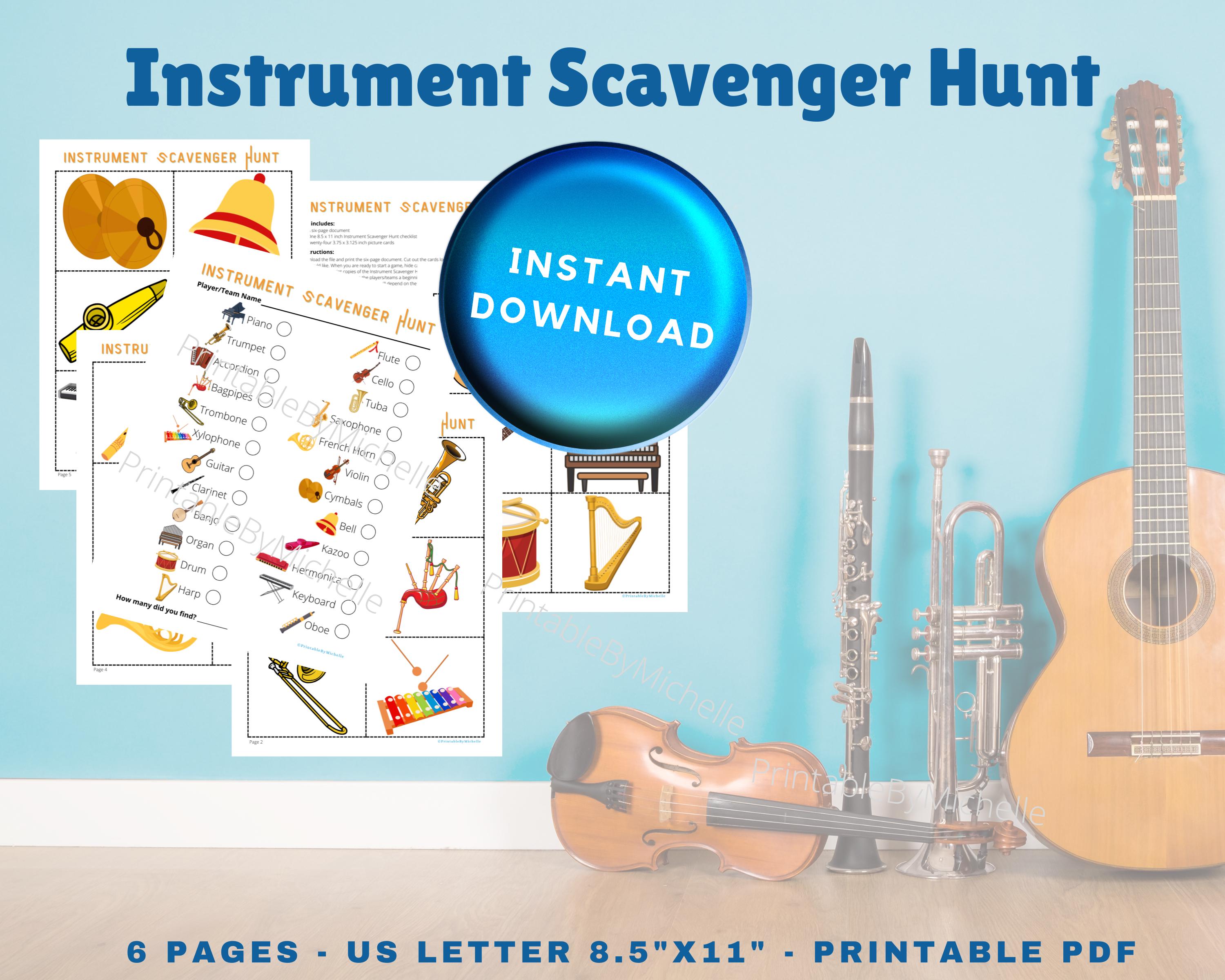 Instrument Scavenger Hunt, Printable, Instant Download, Outdoor ...