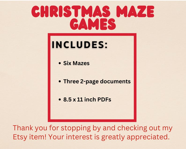 6 Fun Christmas Maze Games for Kids and Adults – Printable PDF, 8.5"x11" US Letter, Holiday ...
