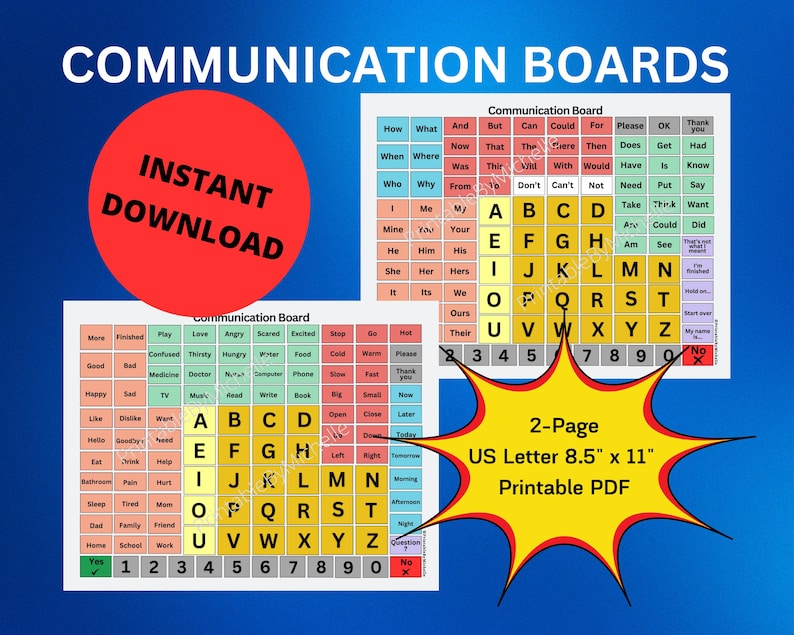 Printable Communication & Alphabet Boards - Instant Download for Basic ...