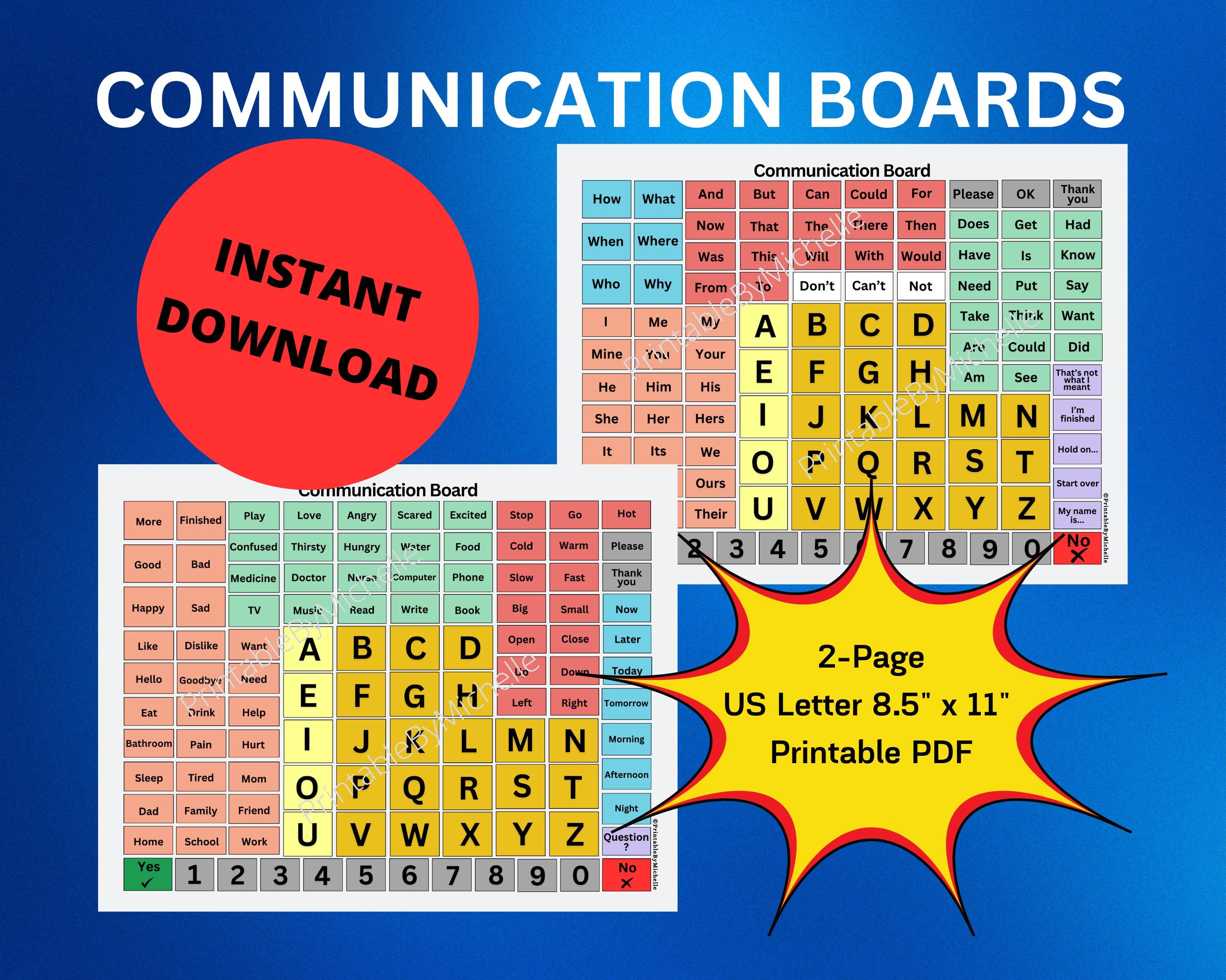 Printable Communication & Alphabet Boards - Instant Download for Basic ...