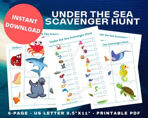 Under the Sea Scavenger Hunt Printable Instant Download - Etsy