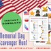 Memorial Day Scavenger Hunt, Printable, Instant Download, Outdoor ...