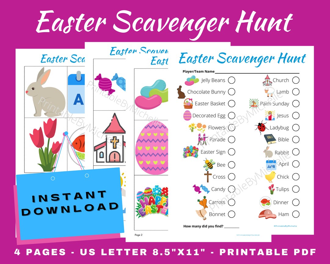 Easter Scavenger Hunt, Printable, Instant Download, Outdoor & Indoor ...