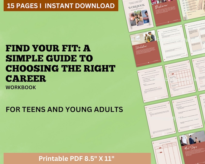 Find Your Fit Career Workbook - Printable Guide for Teens & Young ...