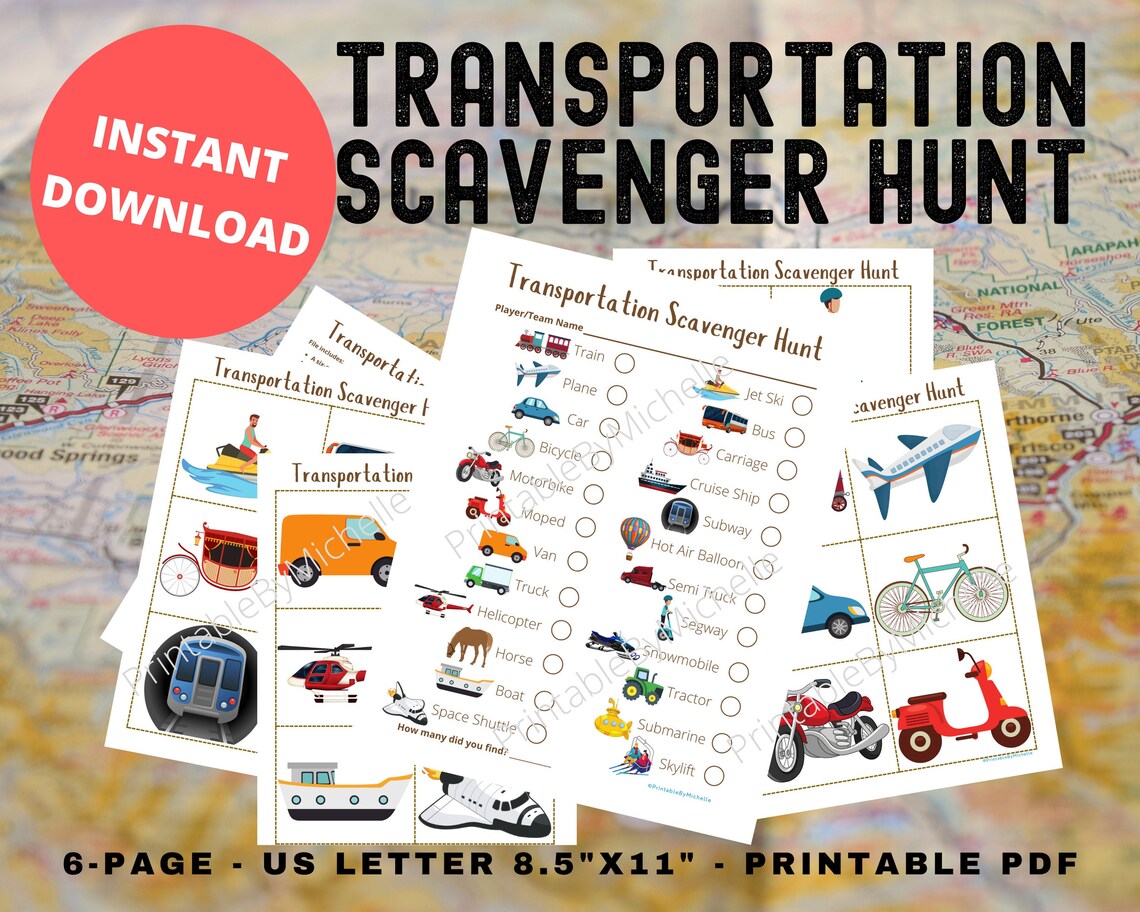 Transportation Scavenger Hunt Printable Instant Download - Etsy