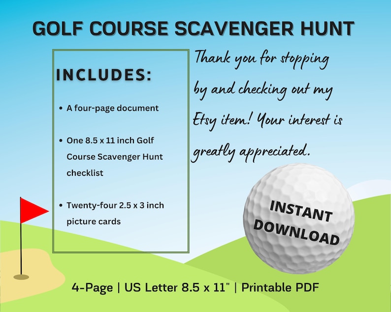 Golf Course Scavenger Hunt – Printable Game! - Etsy
