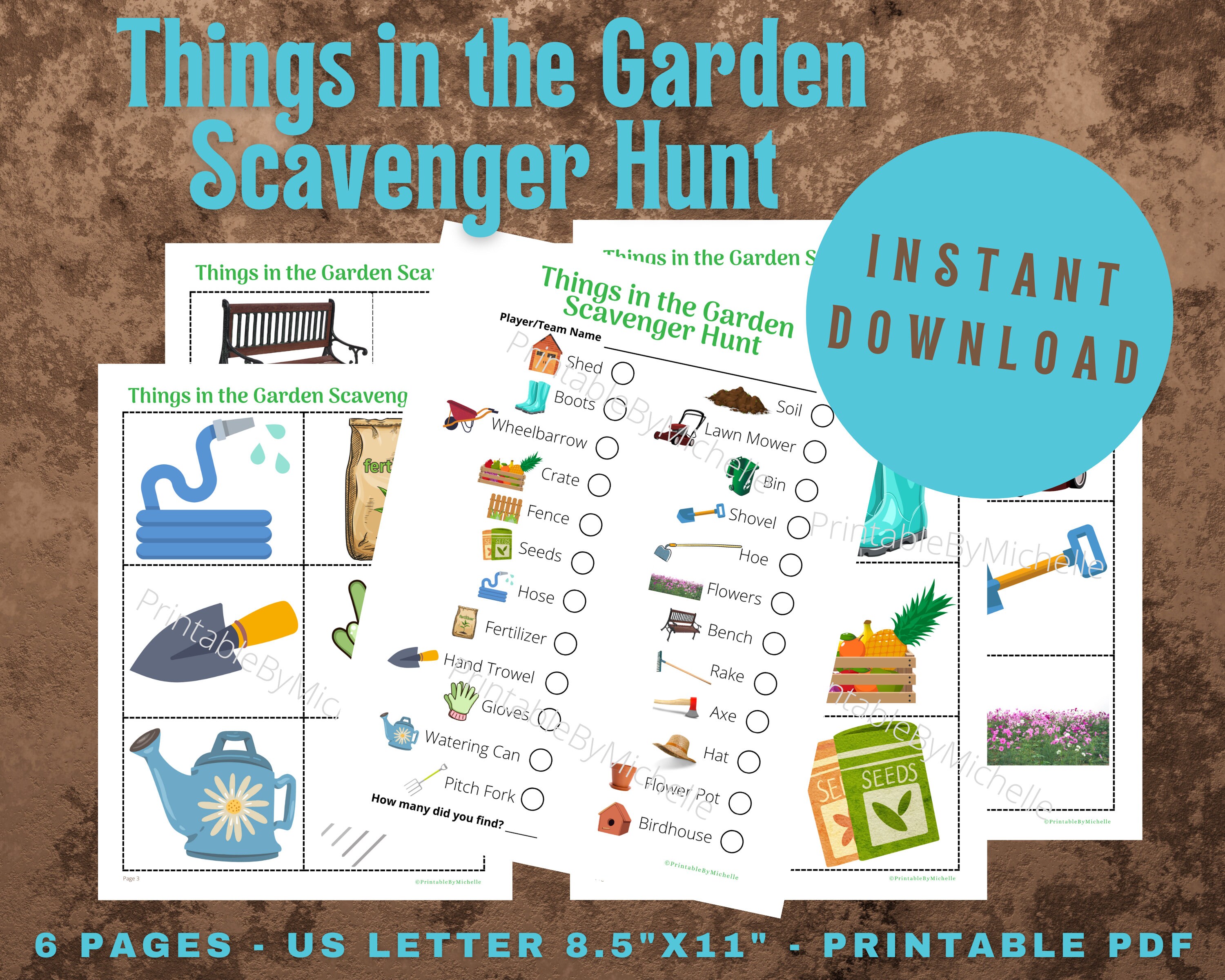 Things in the Garden Scavenger Hunt, Printable, Instant Download ...