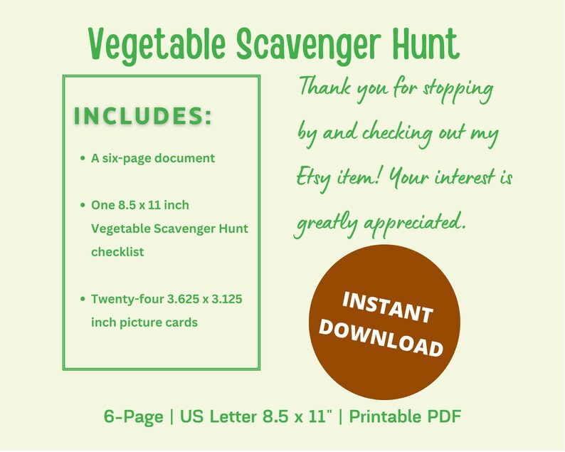 Vegetable Scavenger Hunt – Printable Fun for All Ages! - Etsy