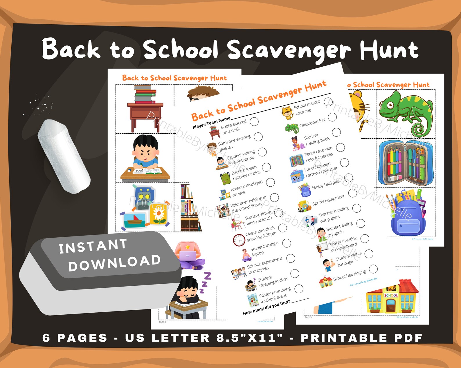 Back to School Scavenger Hunt, Printable, Instant Download, Outdoor ...