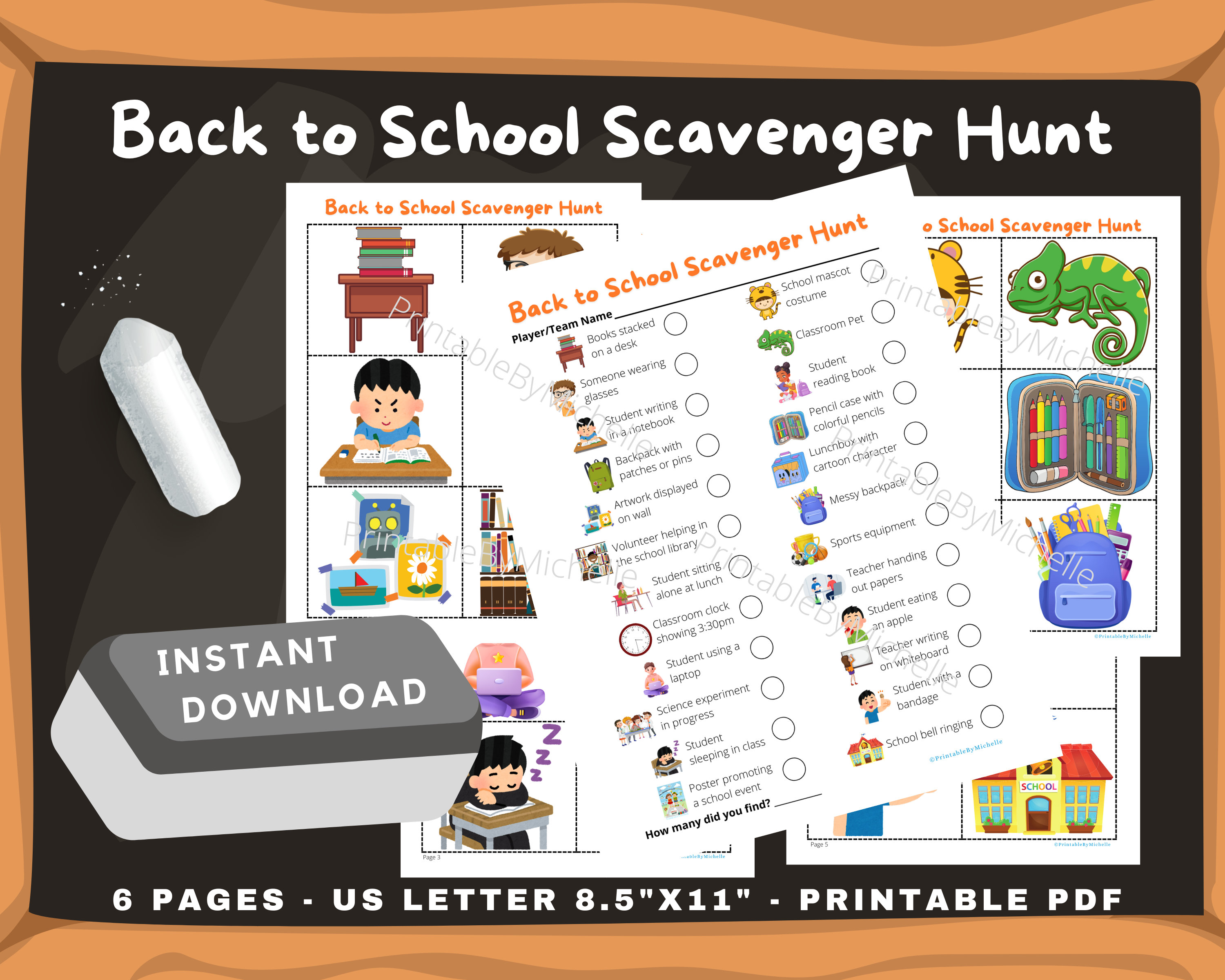 Back to School Scavenger Hunt, Printable, Instant Download, Outdoor ...