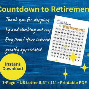 Retirement Countdown Chart: 100 Day Tracker (printable PDF) - Etsy