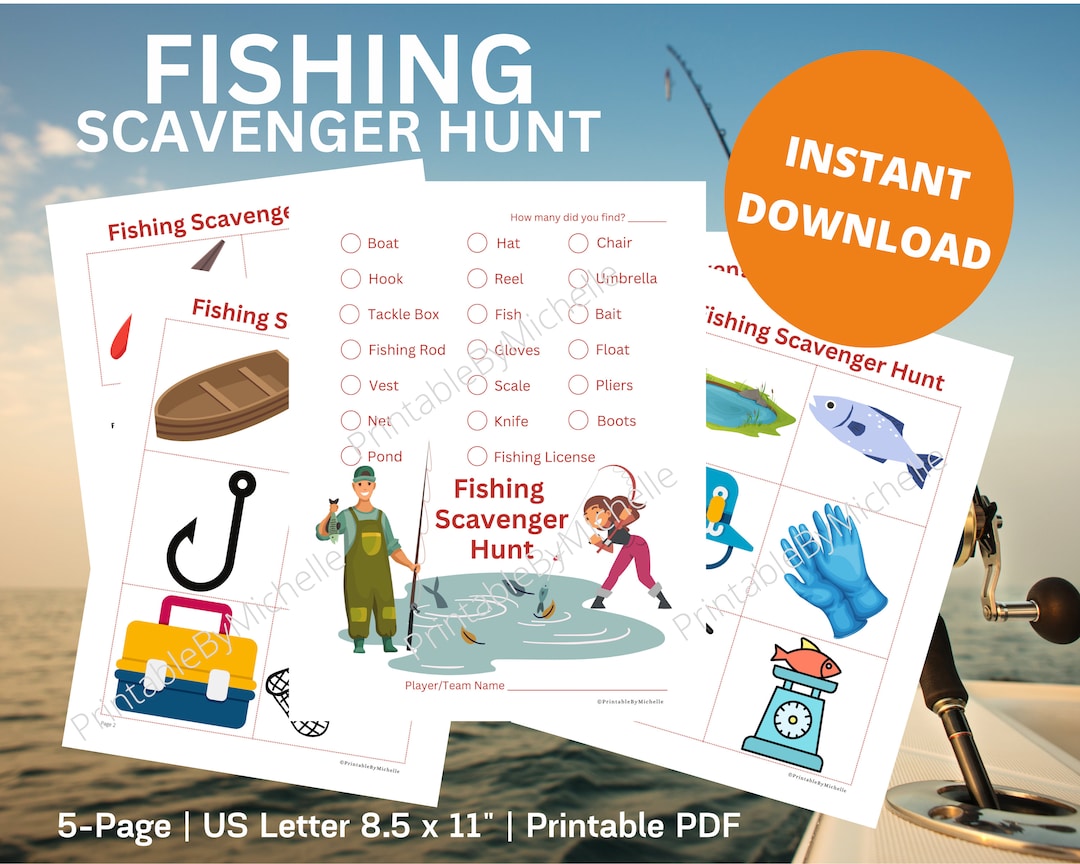 Fishing Scavenger Hunt, Printable, Instant Download, Outdoor & Indoor ...