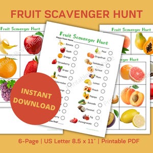 Fruit Scavenger Hunt Game - Printable Family Activity - Instant ...