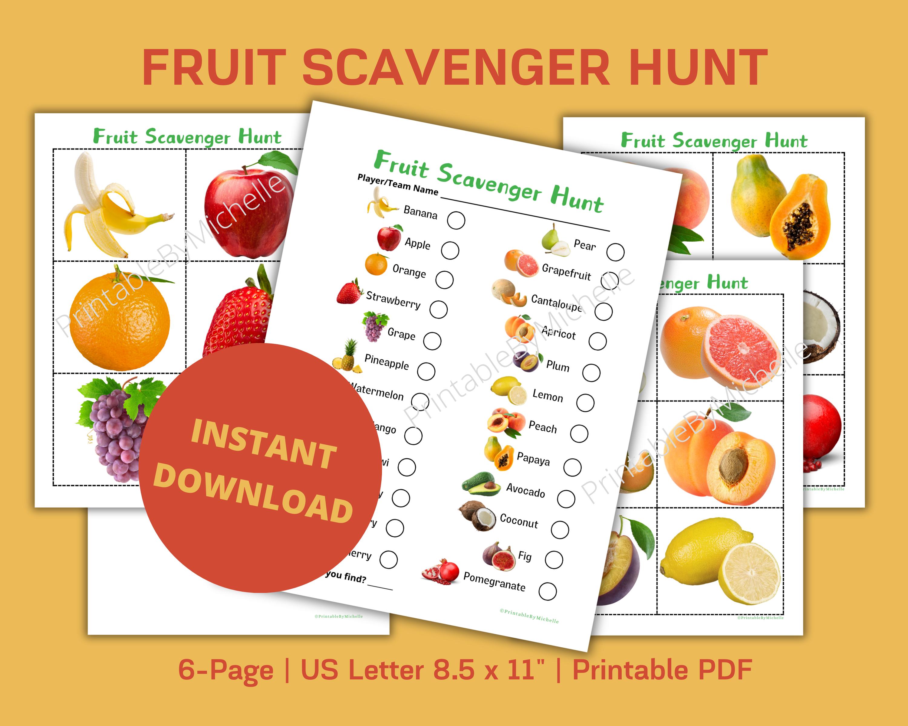 Fruit Scavenger Hunt Game - Printable Family Activity - Instant ...