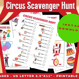 Circus Scavenger Hunt, Printable, Instant Download, Outdoor & Indoor ...