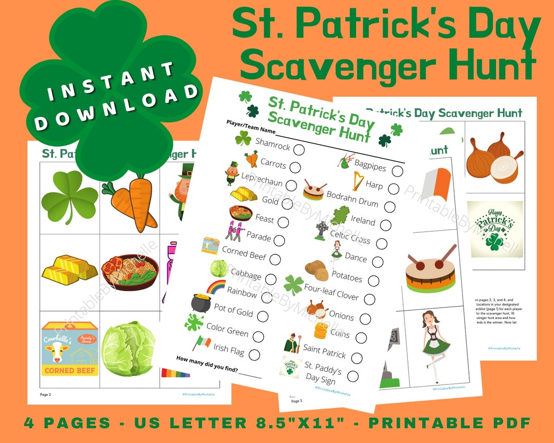 St. Patrick's Day Scavenger Hunt, Printable, Instant Download, Outdoor ...