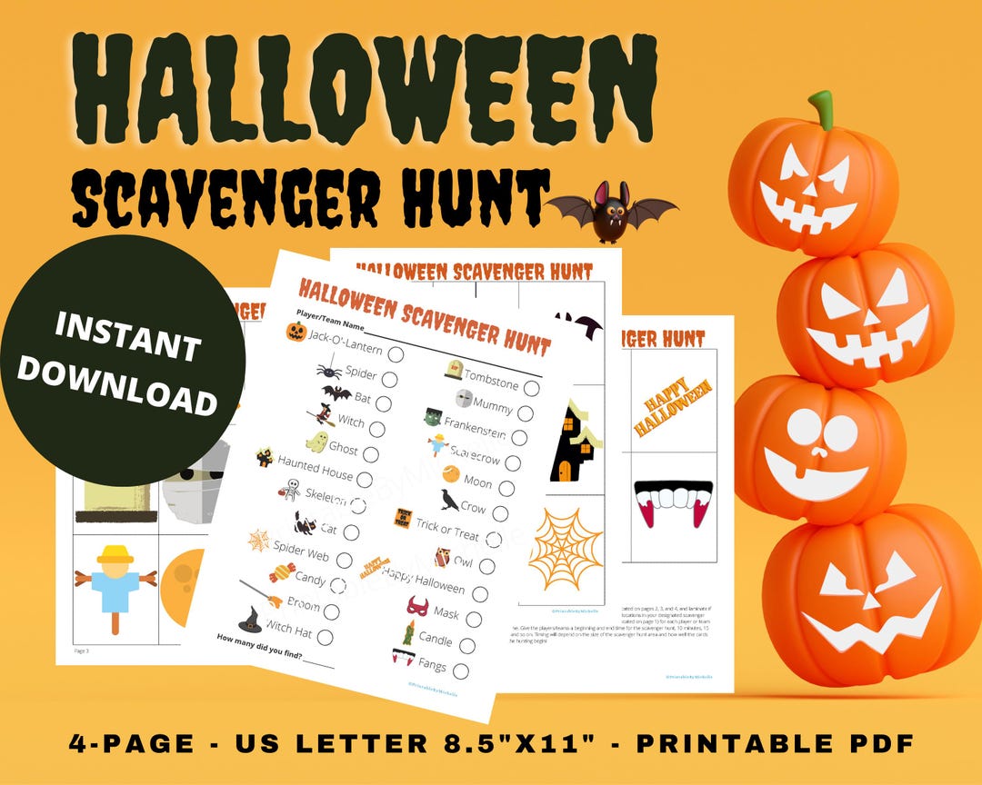 Halloween Scavenger Hunt, Printable, Instant Download, Outdoor & Indoor ...